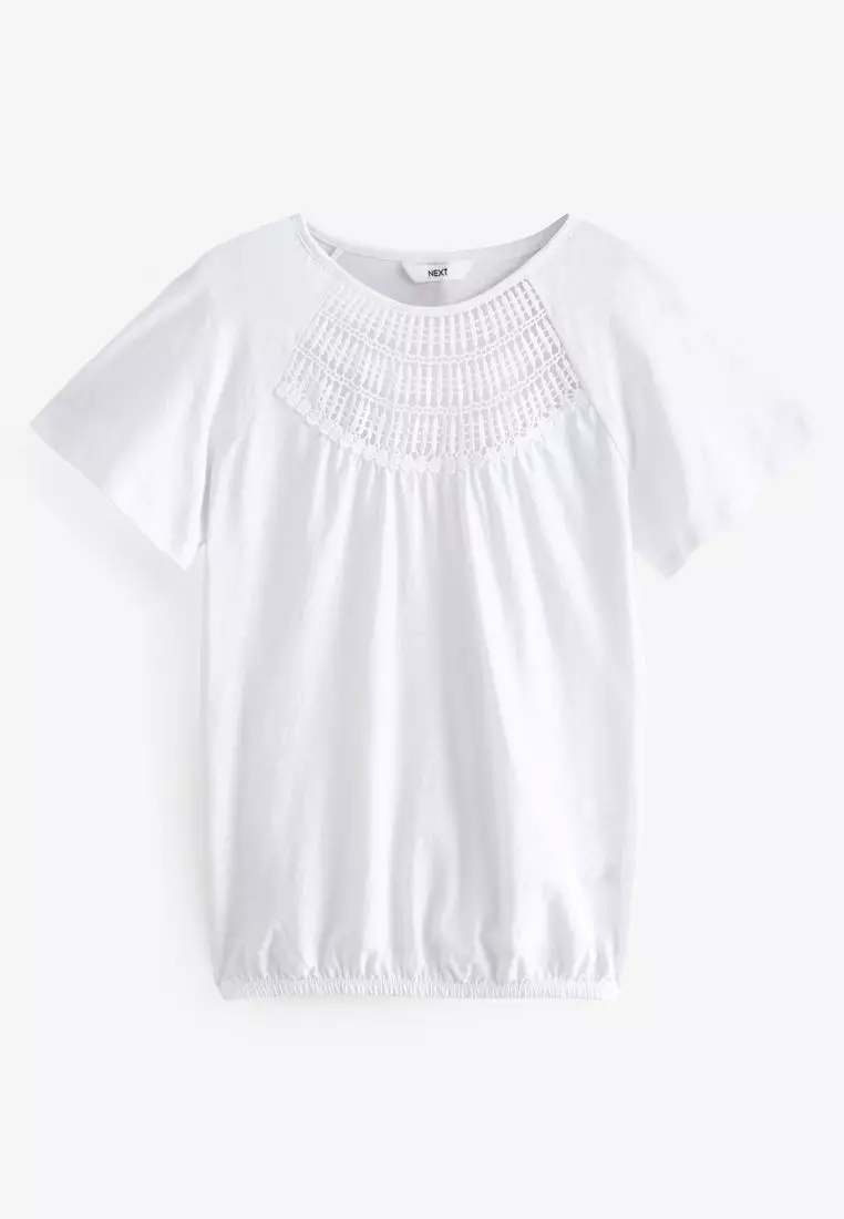 Buy NEXT Short Sleeve Crochet Bubblehem Top Online | ZALORA Malaysia