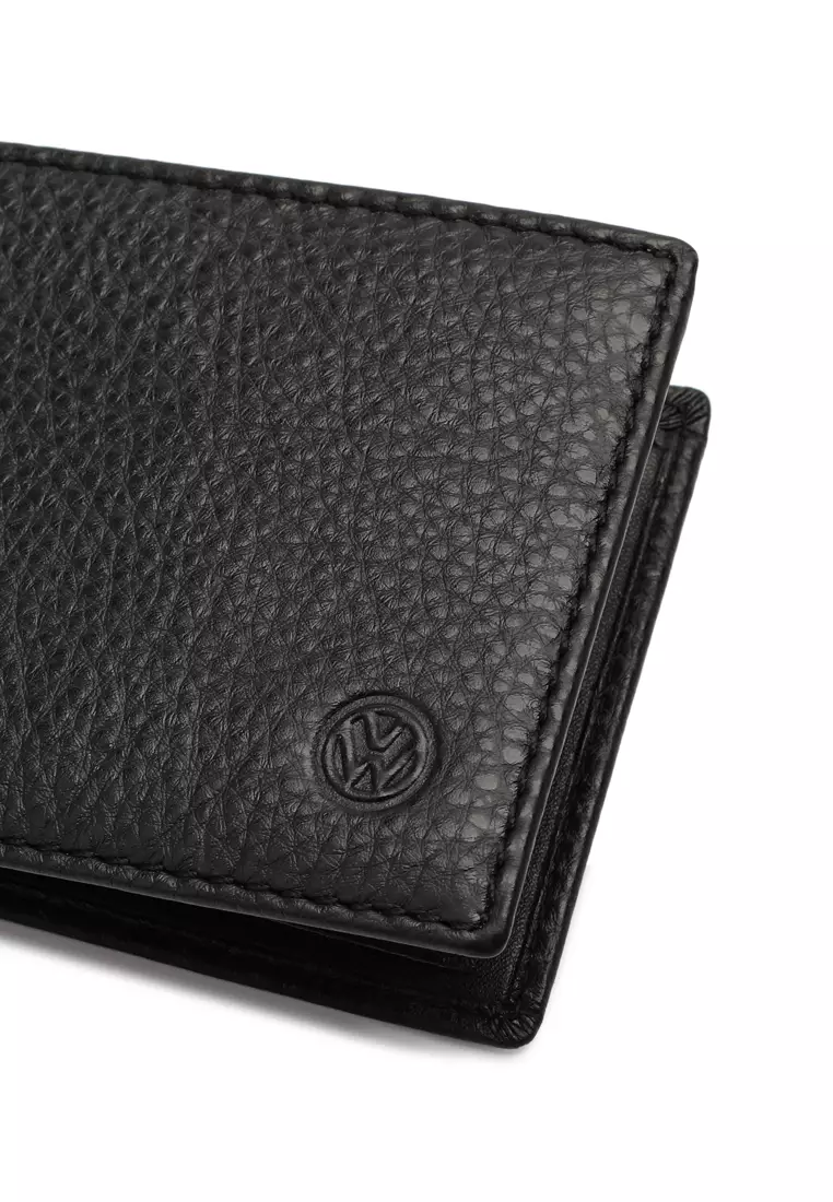 Buy Volkswagen Men's RFID Bi Fold Genuine Leather Center Flap Short ...