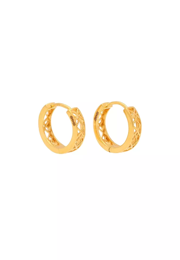 Buy Arthesdam Jewellery Arthesdam Jewellery 916 Gold Cross Net Hoop ...