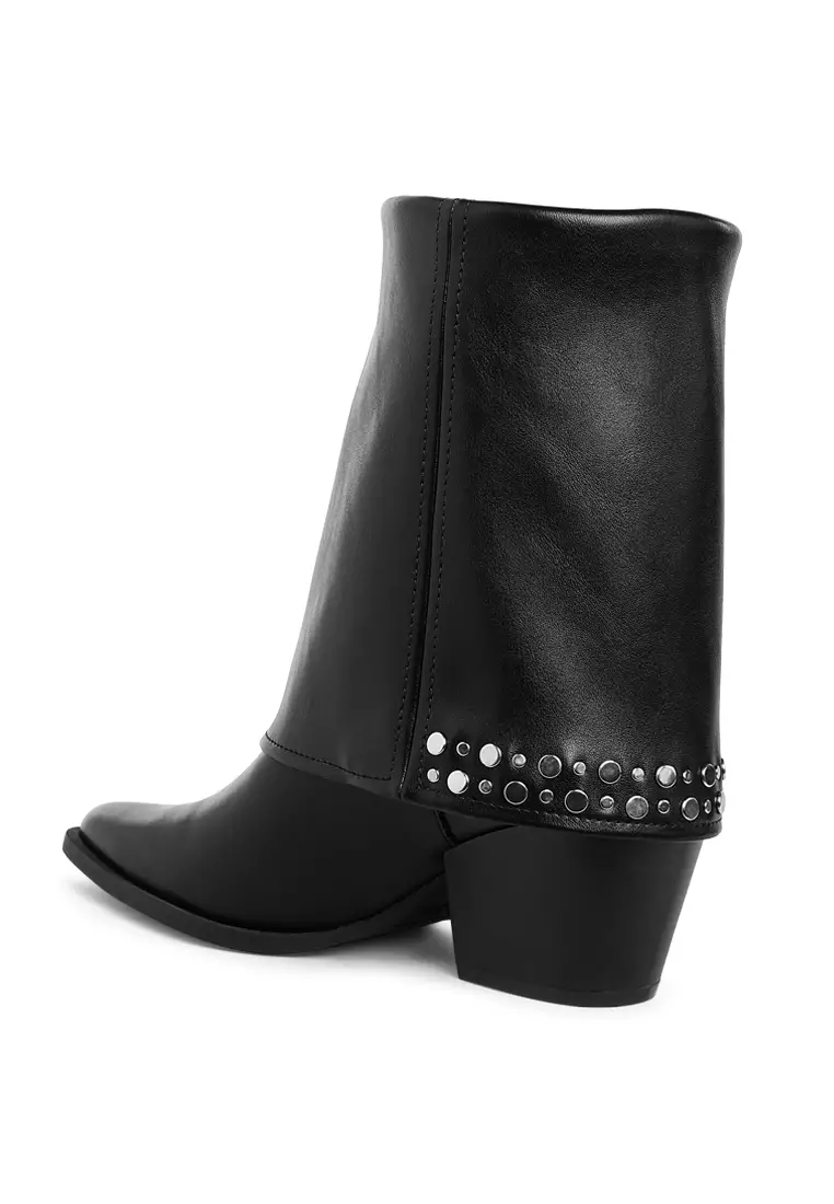 Buy London Rag Stud Embellished Foldover Boots in Black 2025 Online ...