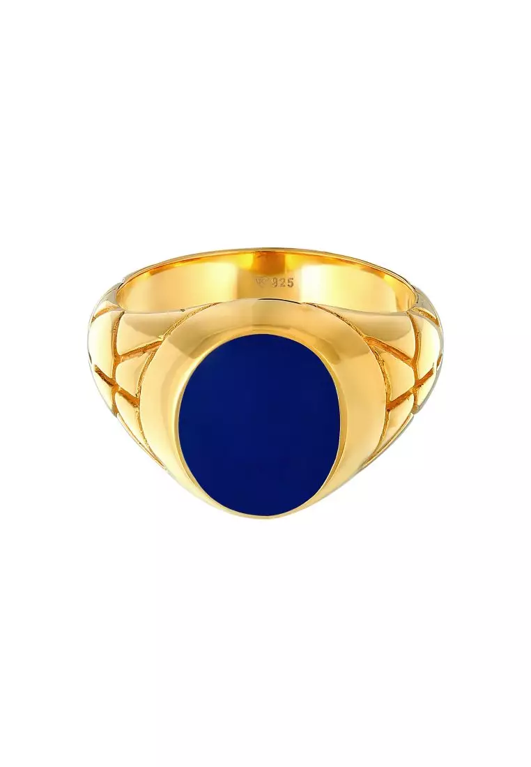 Buy Kuzzoi Men's Silver Navy Enamel Dome Signet Ring – Gold-Plated 2026 ...