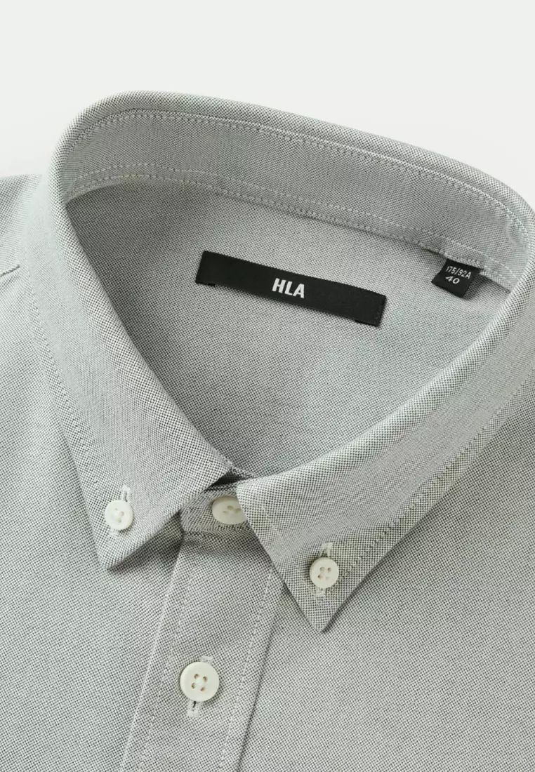 Buy HLA Oxford Fabric Pure Cotton Embroidery Business Long Sleeve ...