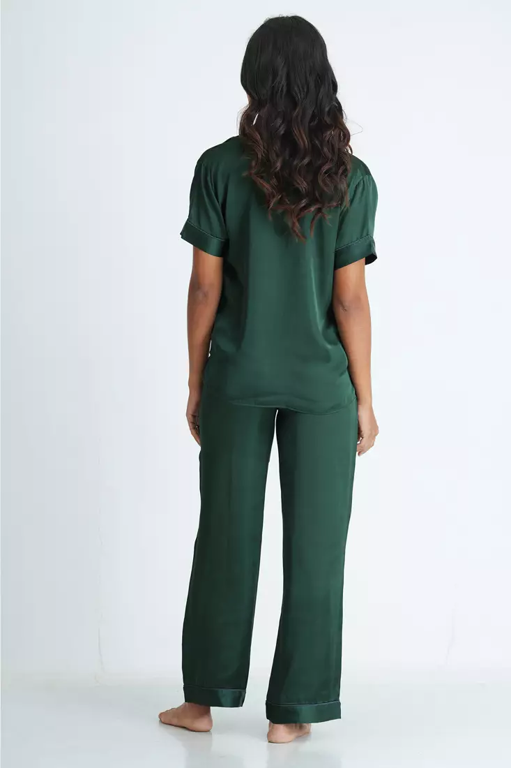 MACKLY FOREST GREEN WOMEN'S SATIN PAJAMA SET 2025 | Buy MACKLY Online ...