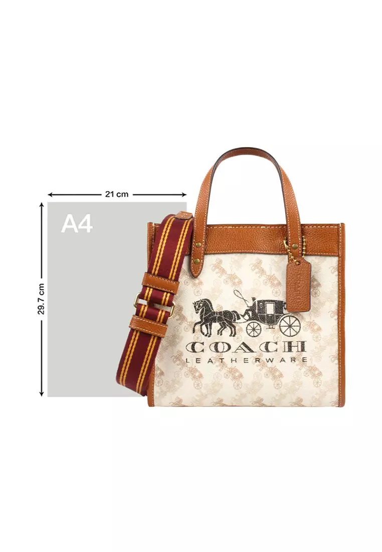 COACH COACH FIELD TOTE 22 Women's White Multi Carriage Pattern Tote ...