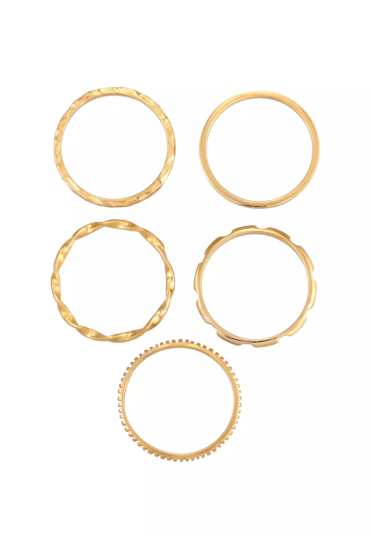 Buy ELLI GERMANY Ring Stacking Rings Set of 5 Basic Minimal Filigree ...