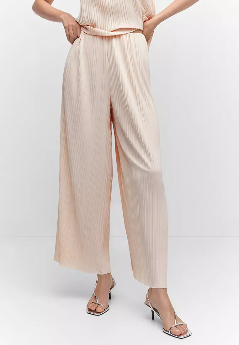 Buy Mango Pleated Wide Leg Trousers 2024 Online Zalora Philippines