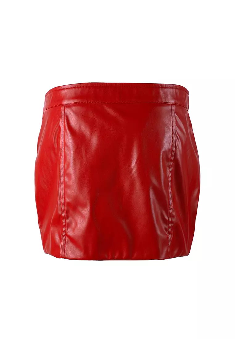 Buy London Rag Red Faux Leather Zipper Detail Mini Skirt Online ...