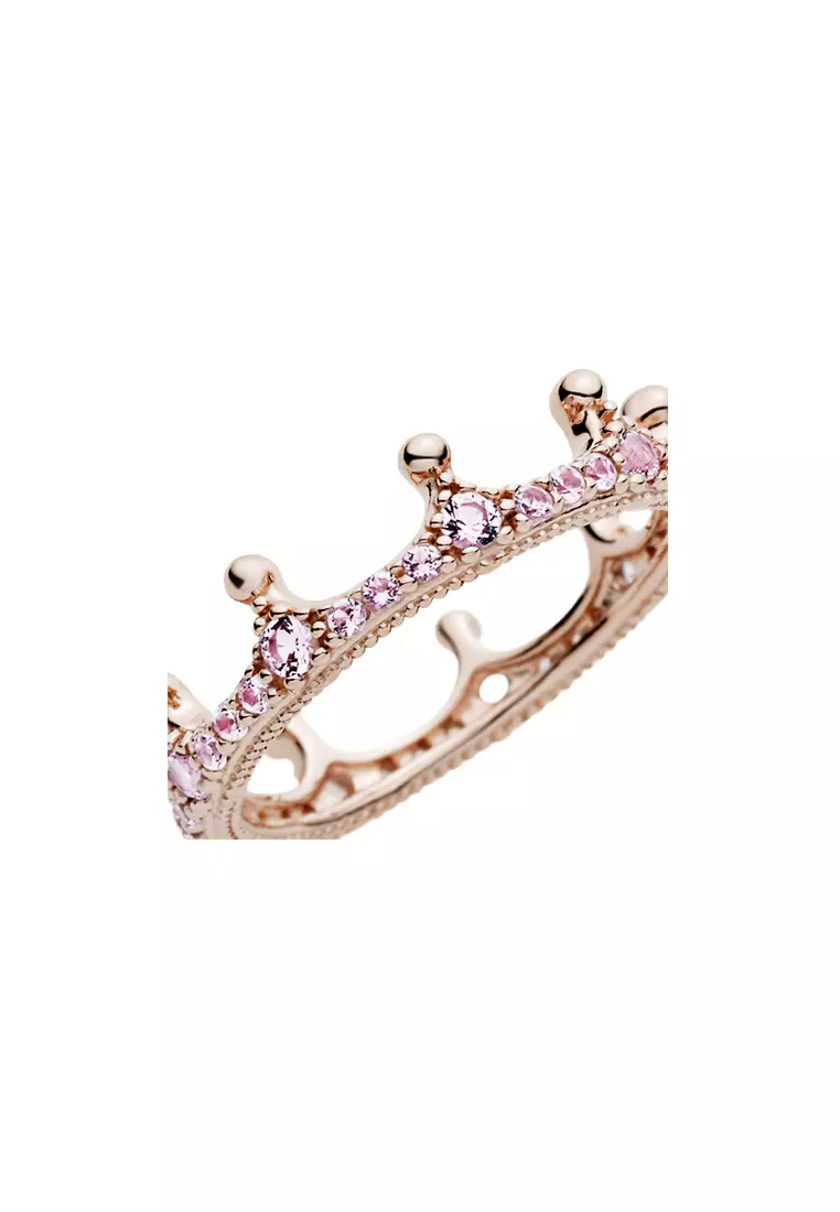 Buy PANDORA Pandora 14K Rose Gold-Plated Pink Sparkling Crown Ring ...