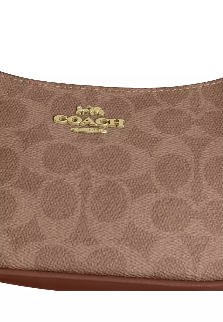 Jual Coach Teri Mini Crossbody Bag In Signature Canvas Gold Tan Brown ...