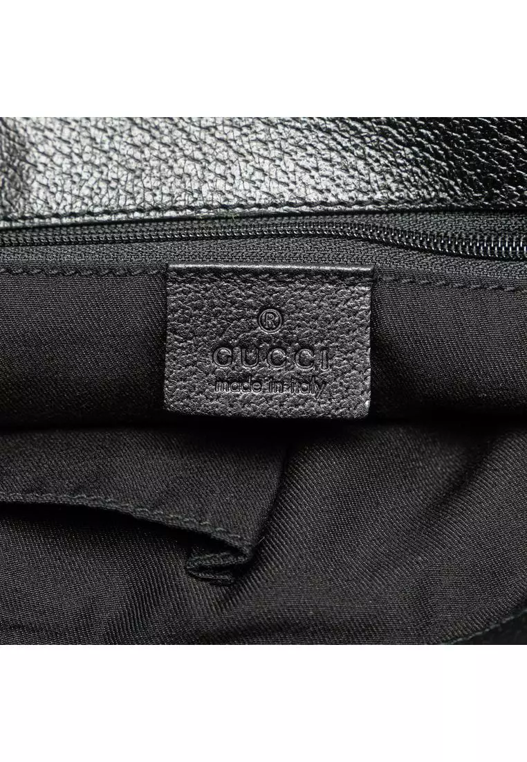 Gucci Pre-Loved Canvas Handbag with Leather Trim and Silver-Tone ...