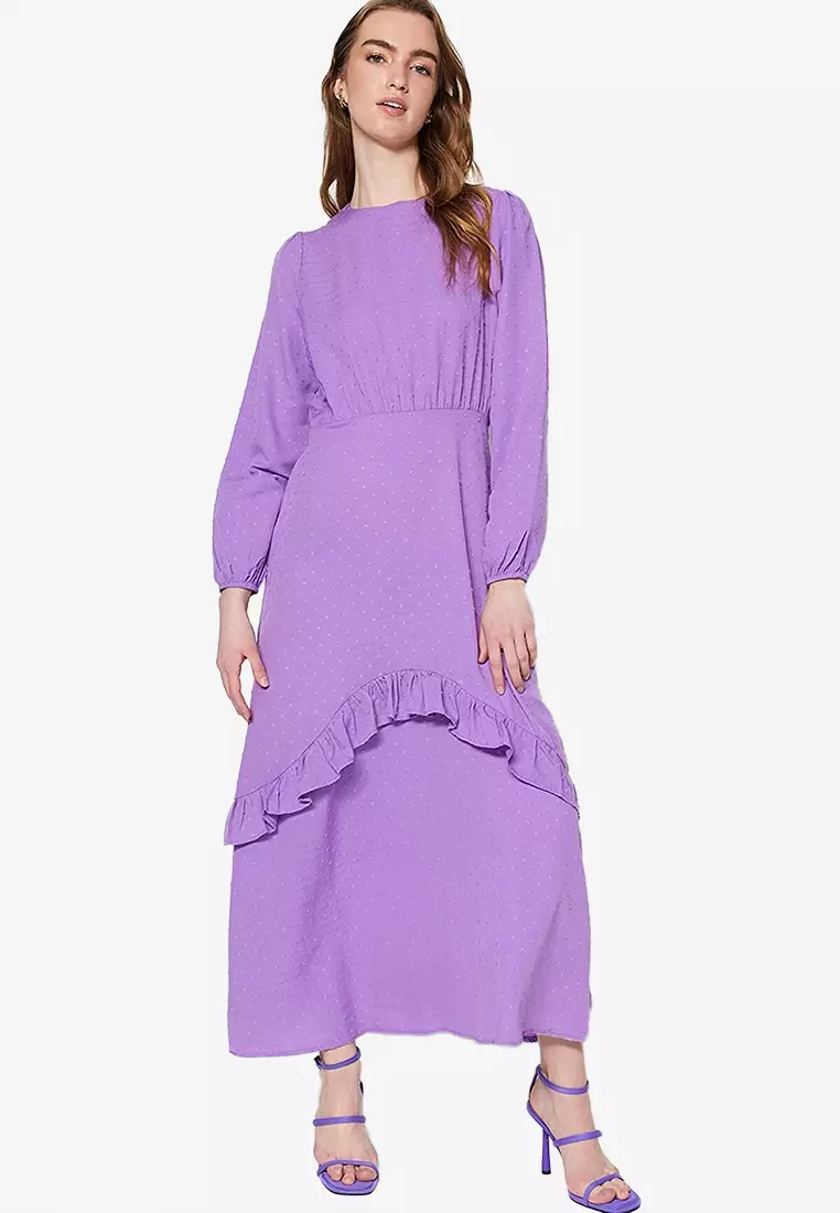 Jual Trendyol Modest Textured Ruffle Dress Original 2024 | ZALORA ...