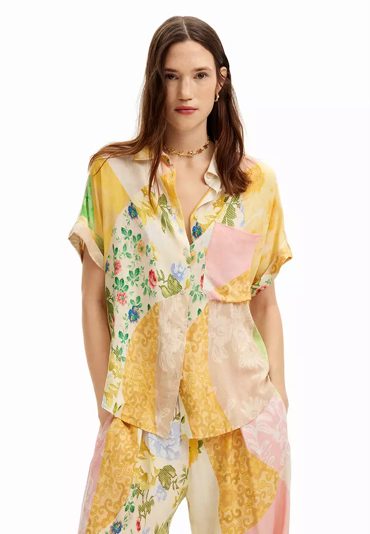 Jual Desigual Desigual Woman Floral patchwork shirt. Original 2024 ...
