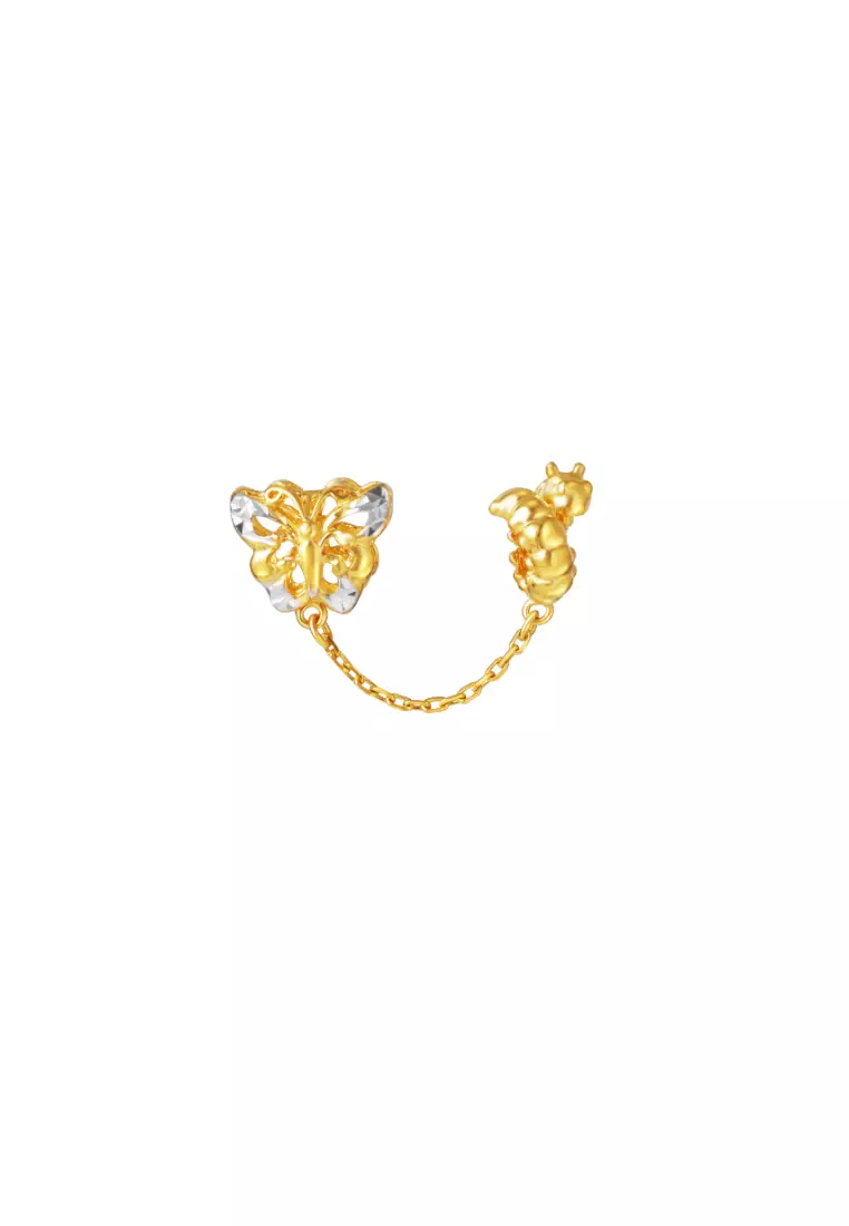Buy TOMEI TOMEI Butterfly & Caterpillar Charm, Yellow Gold 916 Online ...