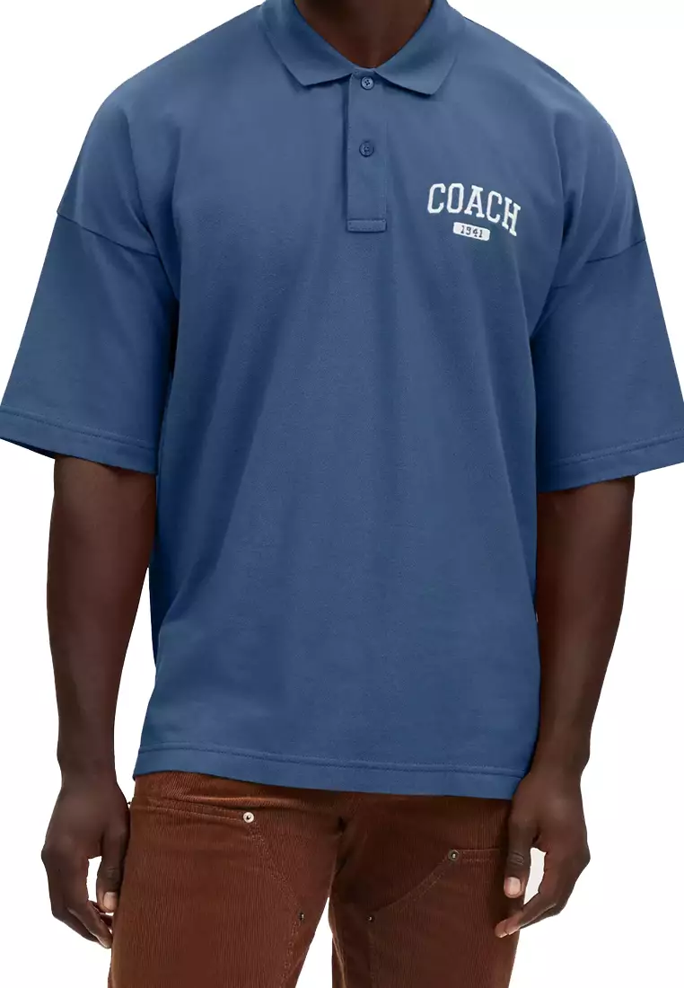 Buy Coach Relaxed Polo T-Shirt in Navy CO815 2026 Online | ZALORA