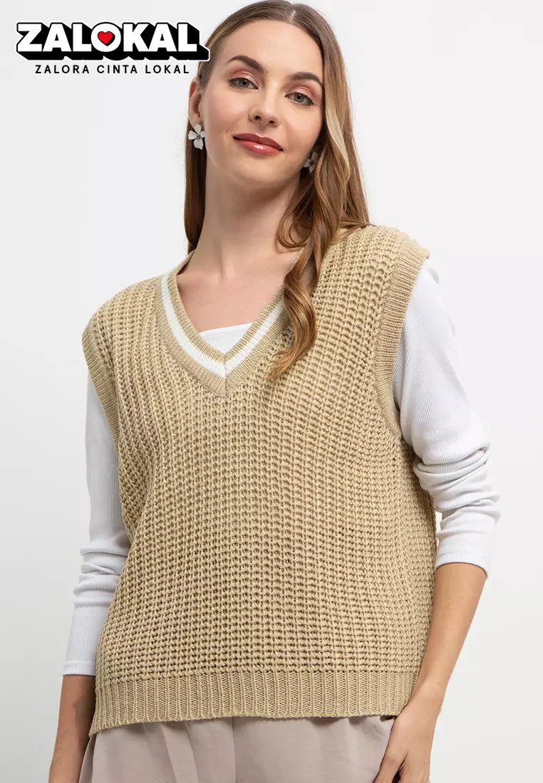 Jual Peponi Crop Vneck Side Slit Vest Original 2025 | ZALORA Indonesia