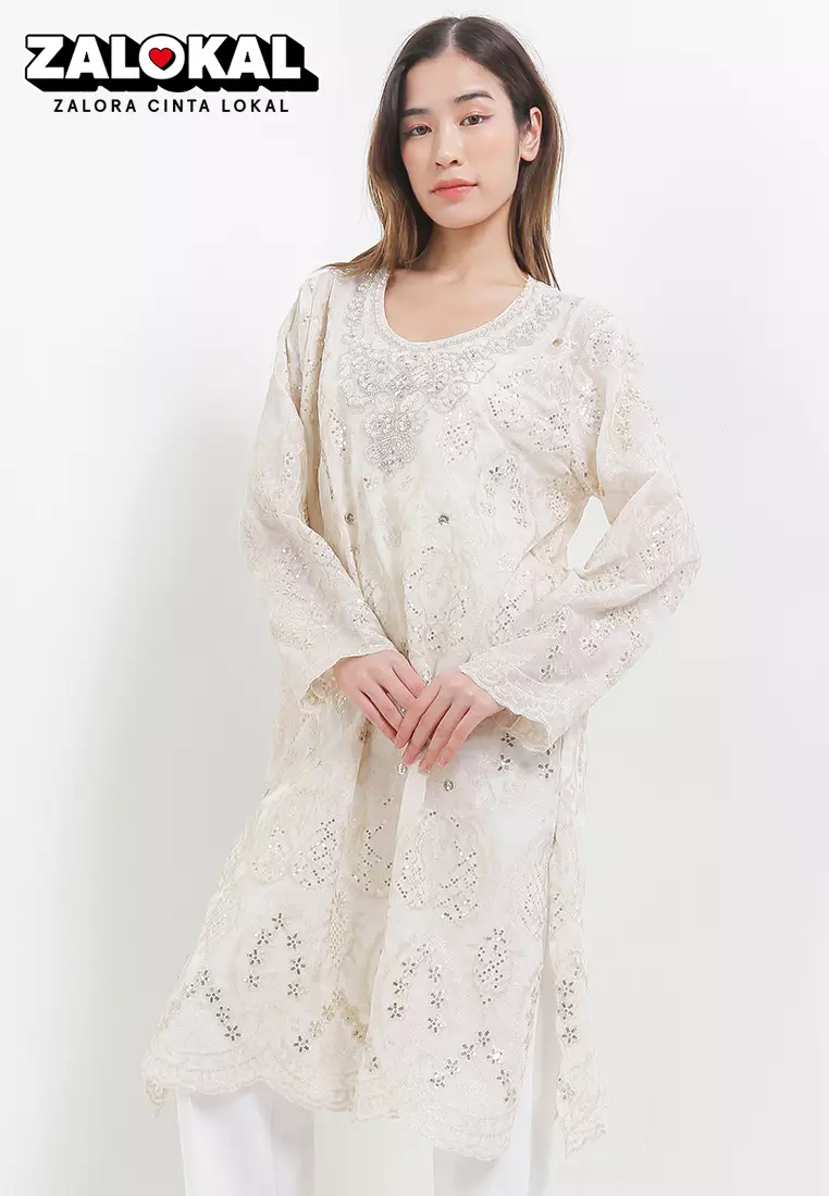 Jual Chic Simple Embellished Seq Emb Chiffon Tunic Original 2025 ...