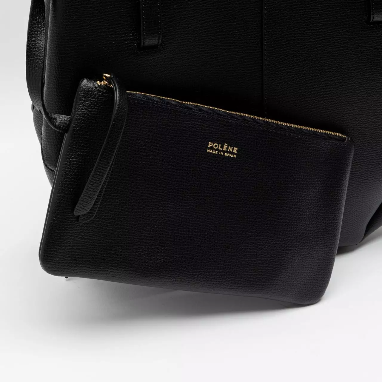 Jual Polene Cyme Mini Shopping Bag Grained Leather Black Original 2025 ...