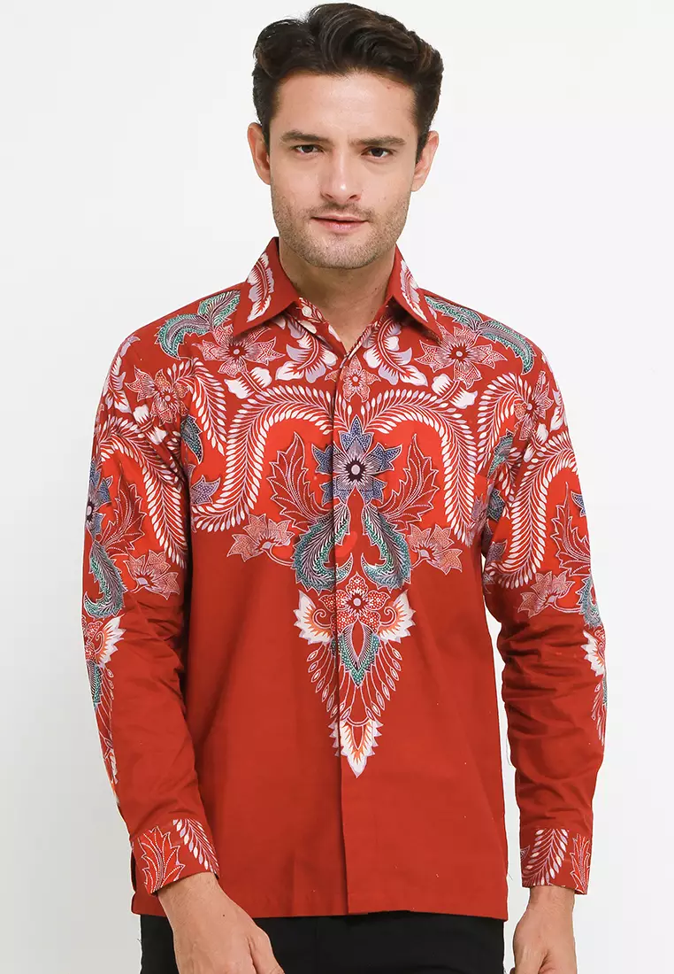 Jual BATIK RIZQINA Kemeja Batik Katun Lengan Panjang Motif SBY Batik ...