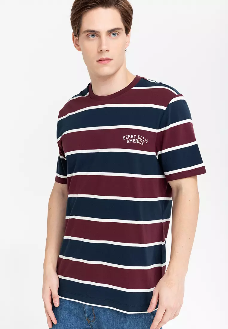 Buy PERRY ELLIS Perry Ellis America Rep Stripe Tee 2025 Online | ZALORA ...