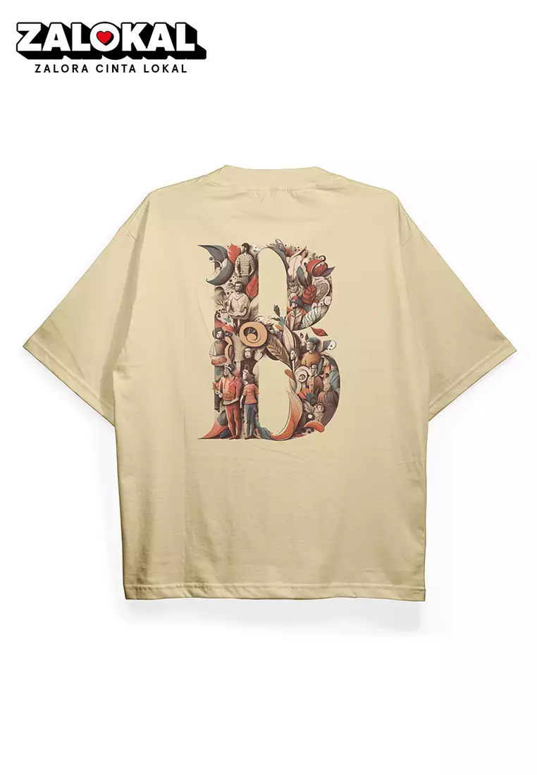 Jual Benidson BENIDSON Oversized Tshirt Cream Floral Monogram Original ...