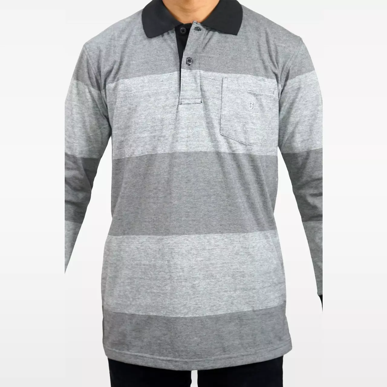 Jual Hassenda Dev Baverre Kaos Polo Salur Lengan Panjang VPB20014ABU Hitam Original 2025 ...