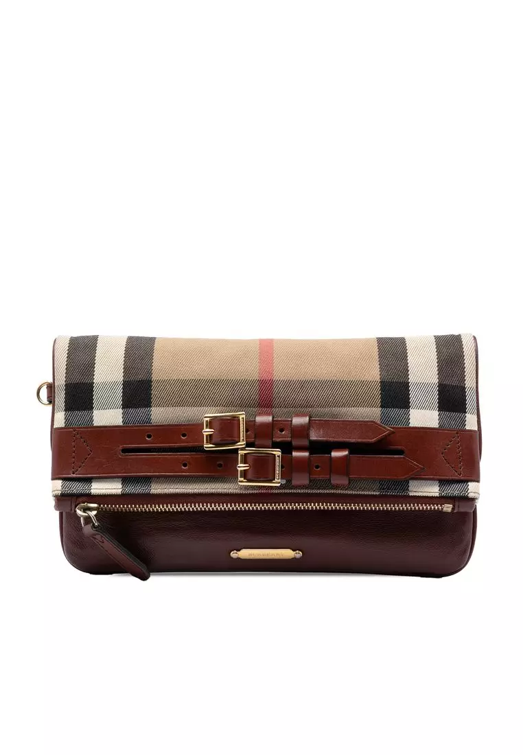 Buy BURBERRY Pre-Loved Burberry House Check Canvas And Leather Adeline ...