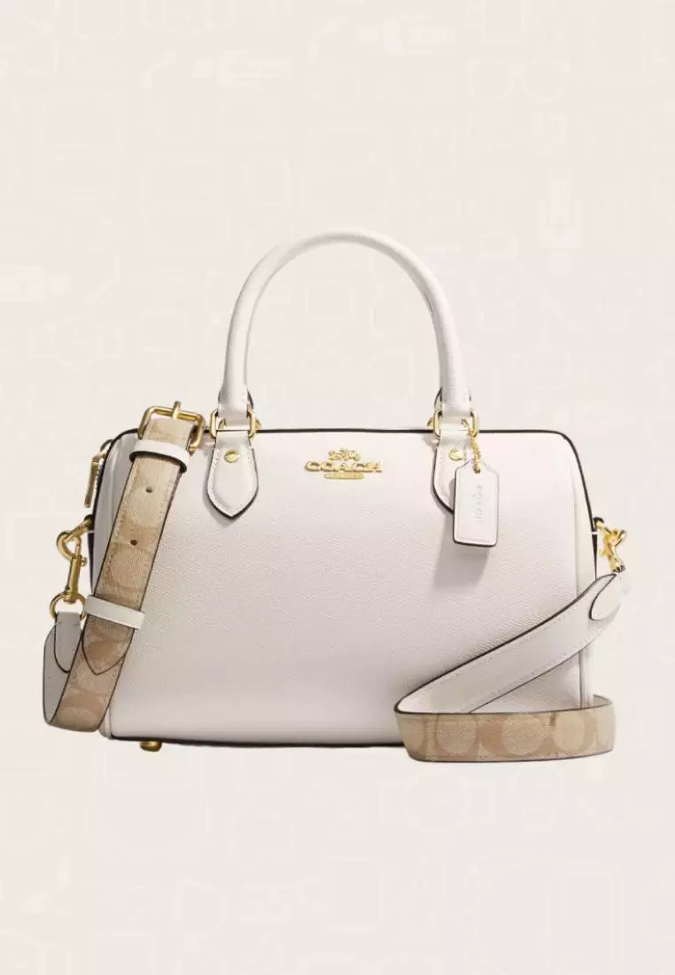 Jual Coach Coach Rowan Satchel With Signature Canvas Chalk Original ...