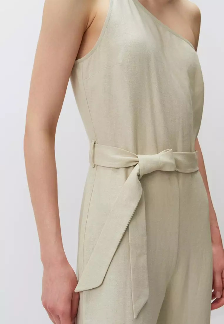 Buy Jimmy Key Jimmy Key Stoned One Shoulder Belted Linen Jumpsuit 2024 ...