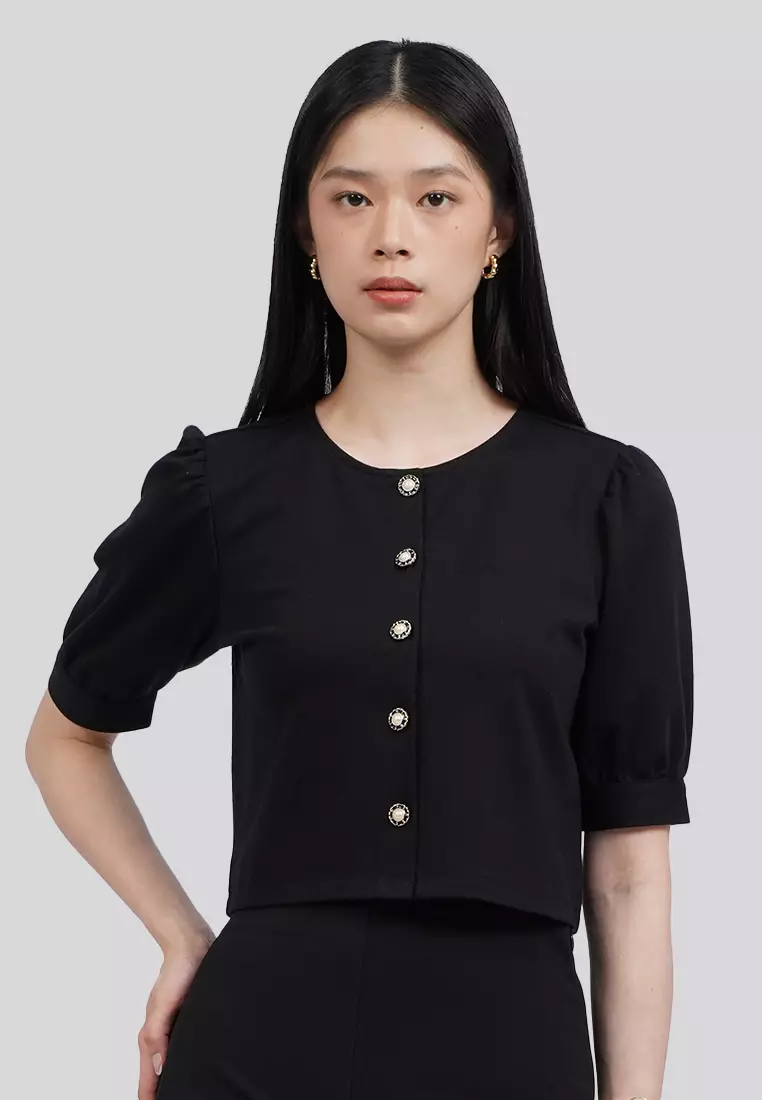 Jual Executive Round Neck Puff Sleeves Top Original 2025 | ZALORA Indonesia