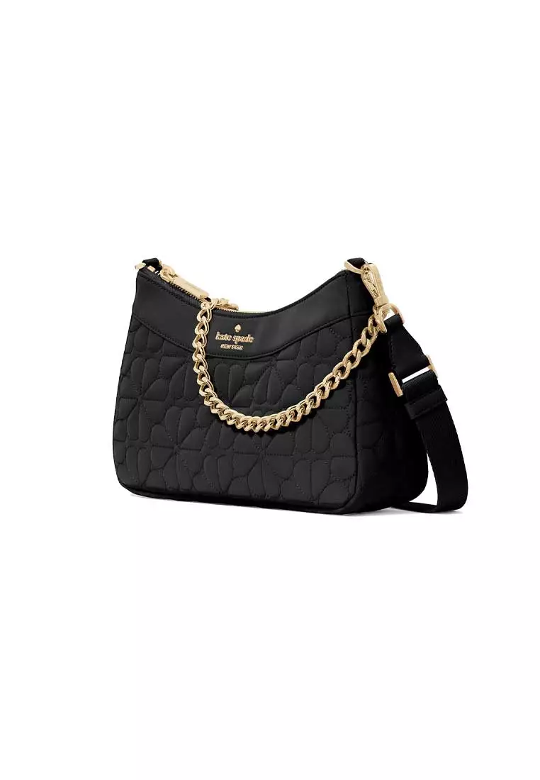 Kate Spade Spade Flower Quilted Fabric Convertible Crossbody Bag Black ...