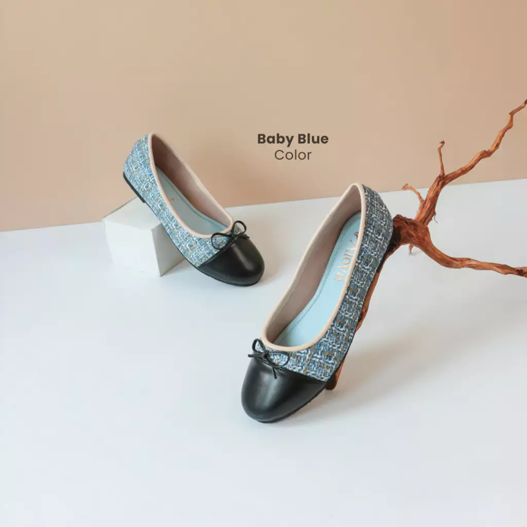Jual AliveLoveArts Alivelovearts Brunella Blue Tweed Sepatu Flat Teplek ...