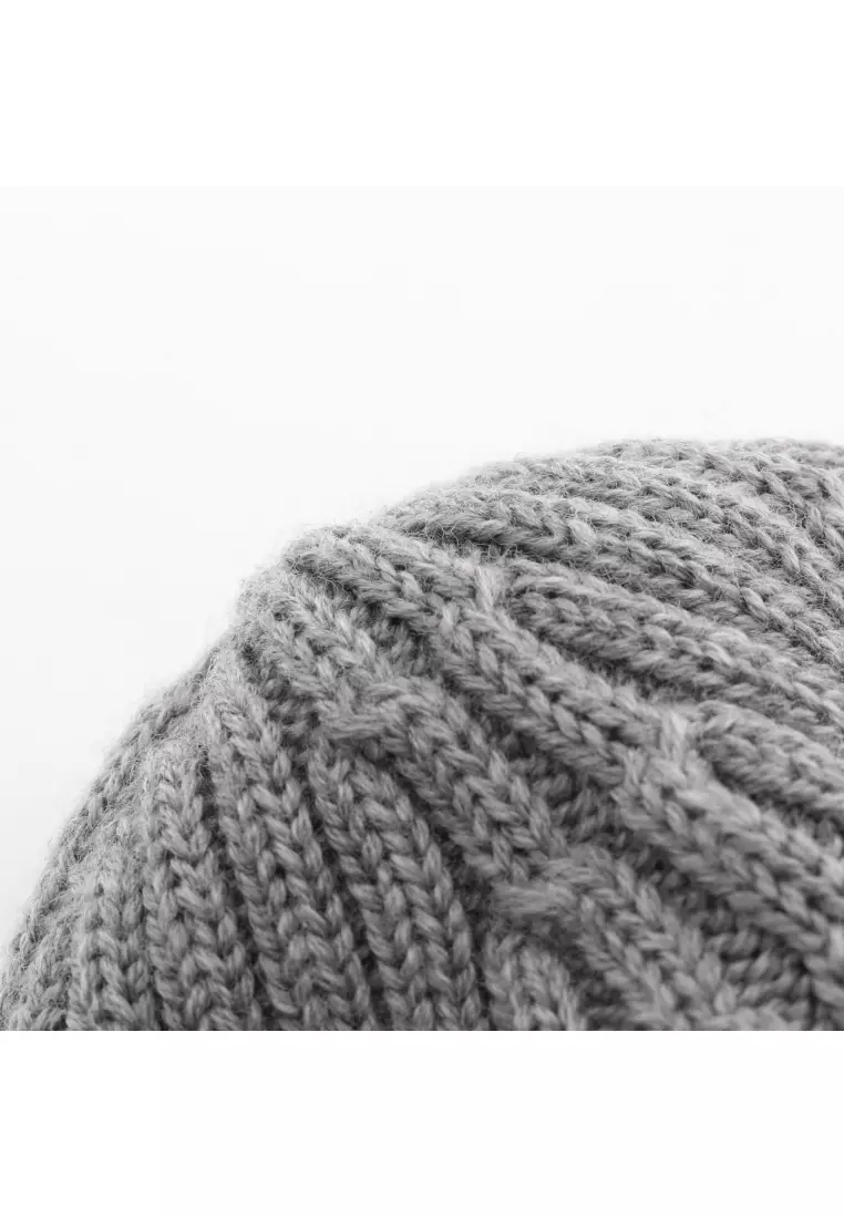 Buy LOEWE Pre-Loved LOEWE knit cap beanie logo embroidery wool gray ...