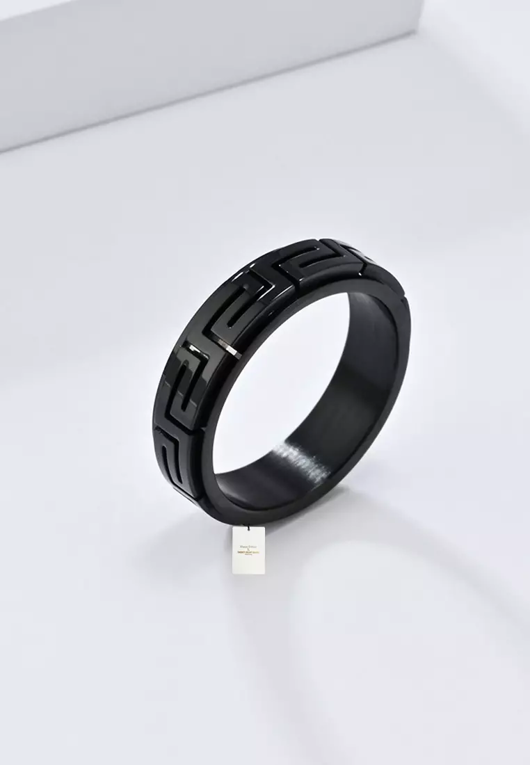 Buy HAPPY FRIDAYS Titanium Steel Rotatable Design Pattern Ring JW QF ...