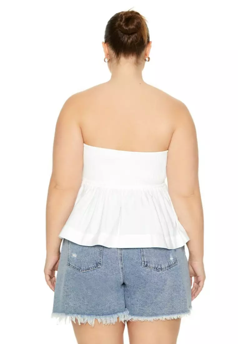 Buy FOREVER 21 Plus Size Strapless Peplum Top 2025 Online | ZALORA ...