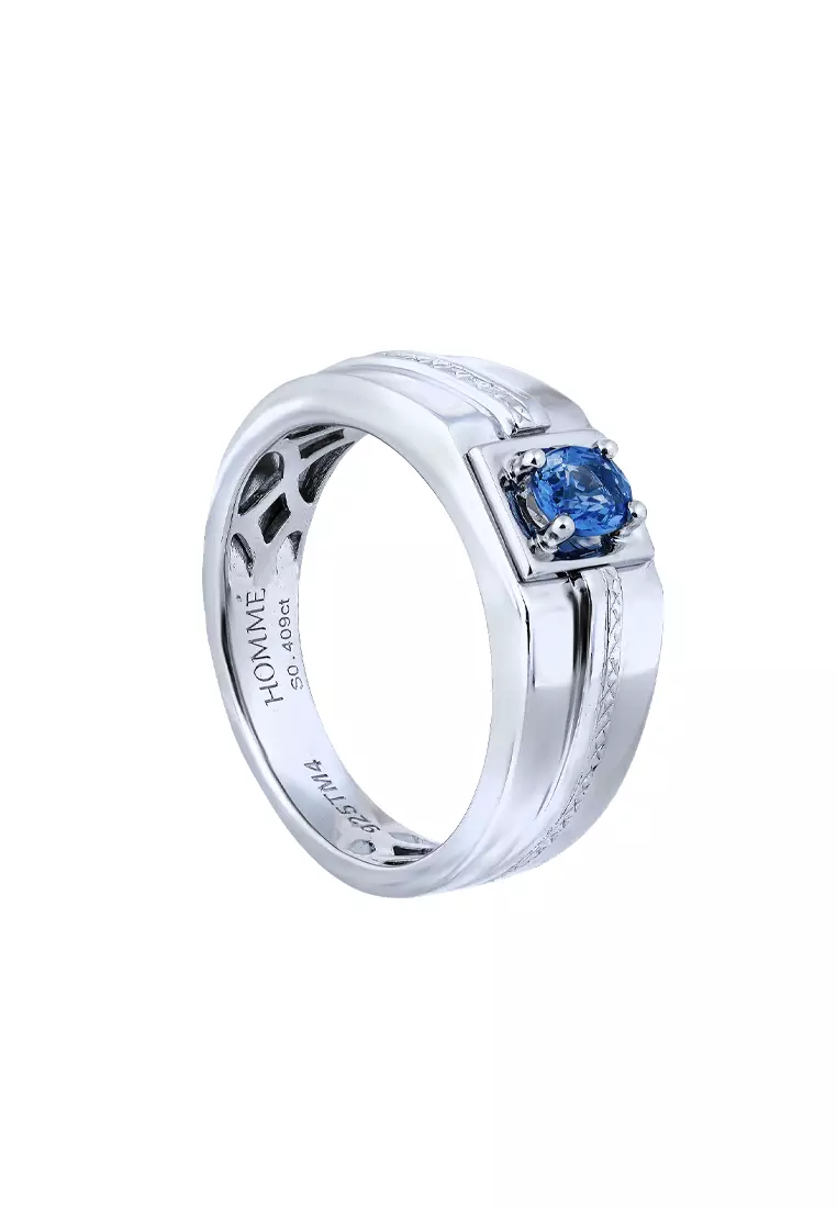 Buy TOMEI TOMEI Homme Collection Sapphire Men Ring, Silver+Palladium ...