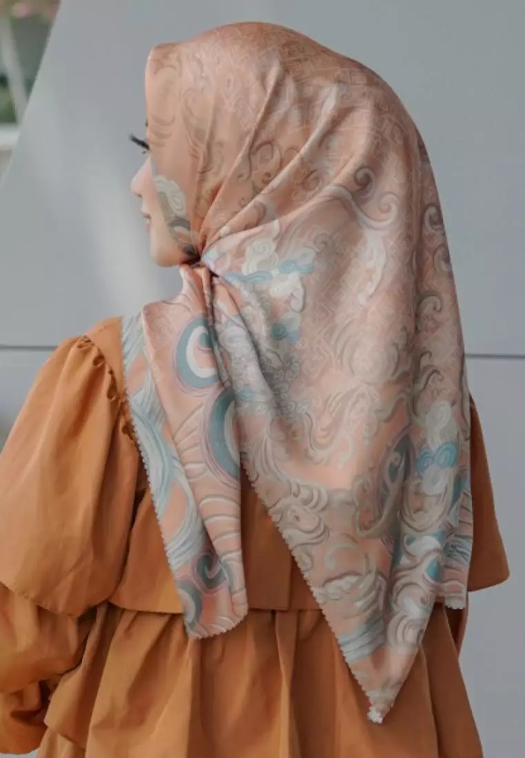 Buy Buttonscarves The Wave Satin Square - Sunset Online | ZALORA Malaysia