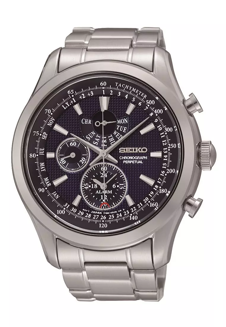 Jual Seiko Chronograph Perpetual SPC125P1 Silver Blue Original 2025 | ZALORA Indonesia
