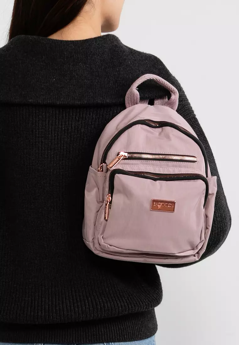 Buy Bagstation Rose Gold Series Crinkle Nylon Small Backpack 2025 Online | ZALORA Philippines