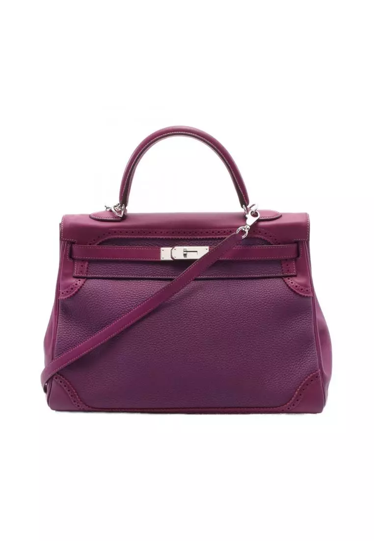 Buy Hermes Pre-Loved Hermès Purple Leather Kelly 35 Online | ZALORA ...