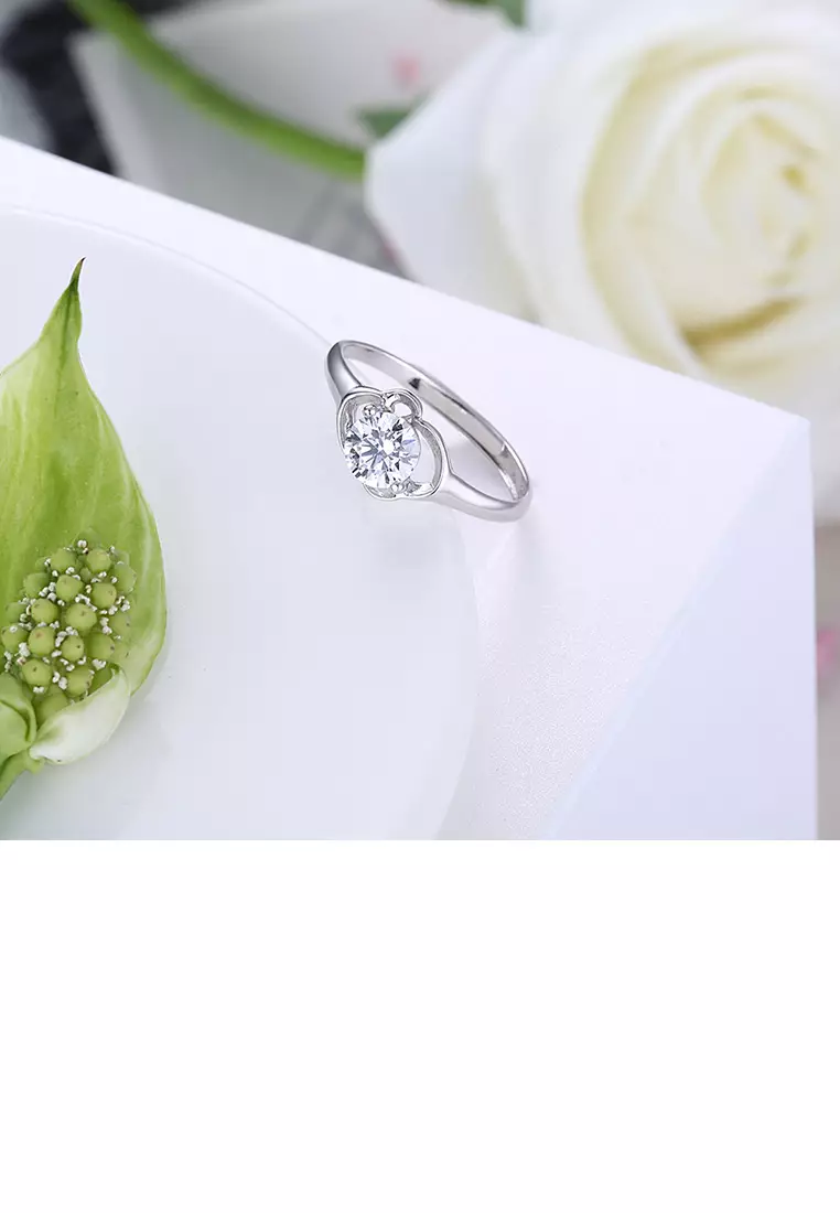 Buy Mooclife 925 Sterling Silver Fashion Simple Hollow Geometric Adjustable Ring with Cubic ...