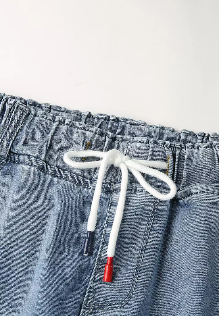 Buy Its Me Elastic Waist Frayed Jeans 2025 Online | ZALORA Philippines