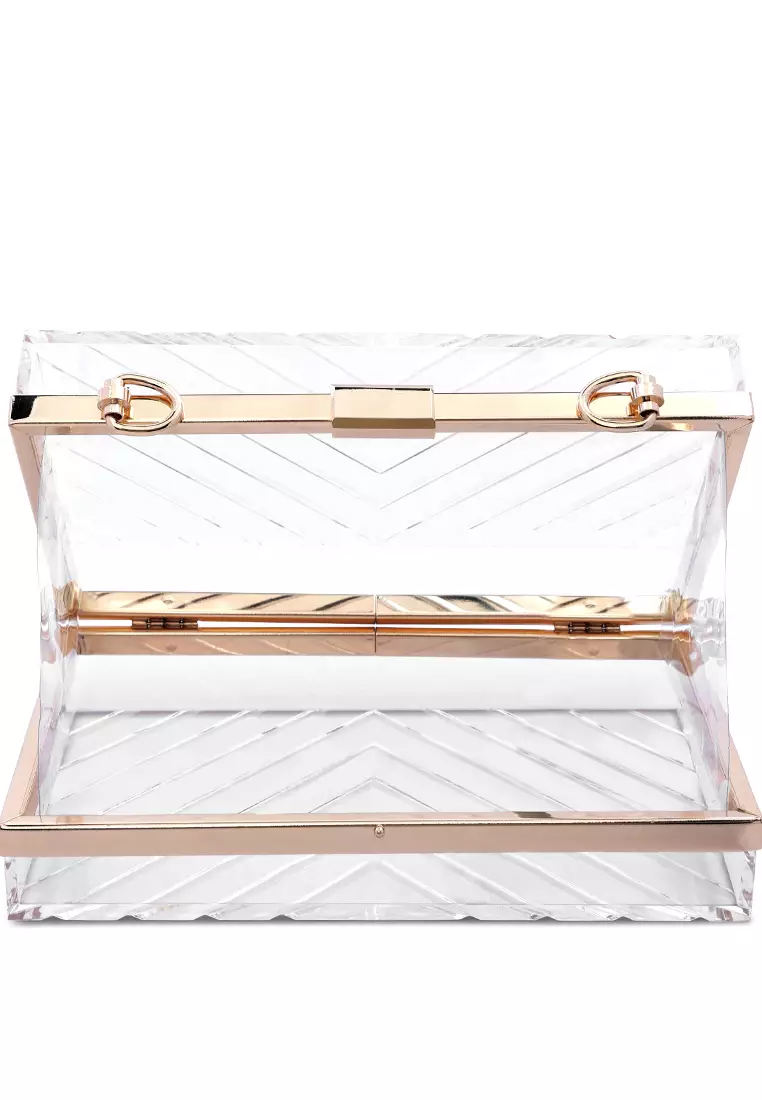 Buy London Rag Transparent Chevron Pattern Clear Clutch Bags Online ...