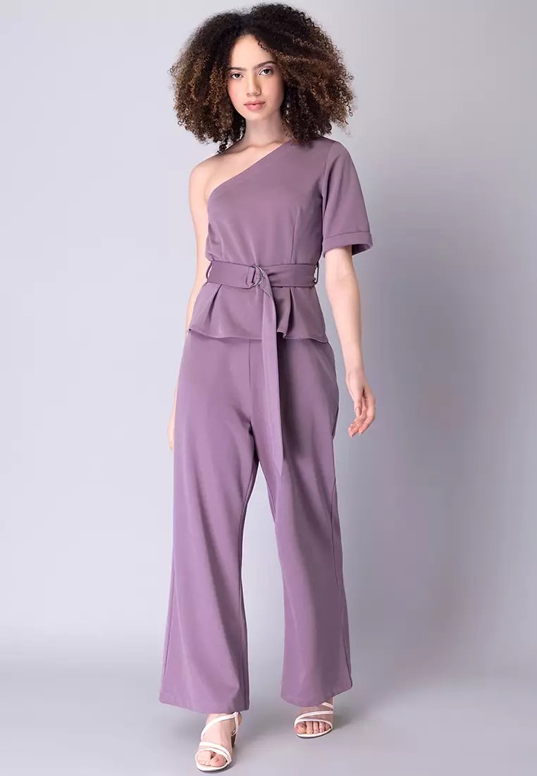 Buy FabAlley Lilac One Shoulder Top And Bottom Set 2025 Online | ZALORA ...