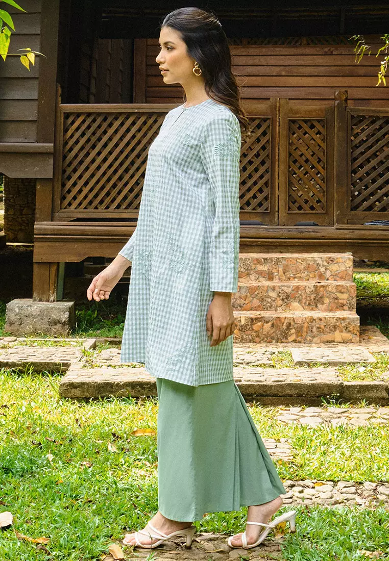 Buy POPLOOK PREMIUM Ratu Blouse & Skirt - Mint Check/Mint Online ...