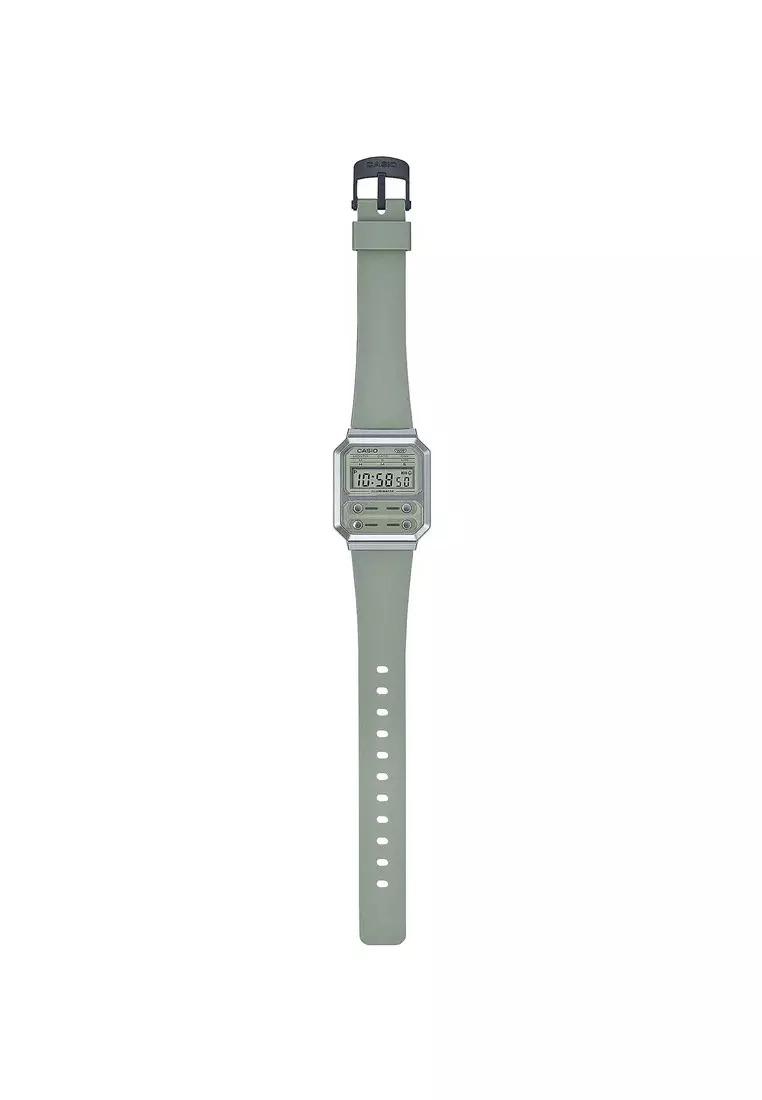 Casio Watches Casio Vintage Digital Watch A100WEF-3A Green Resin Band ...