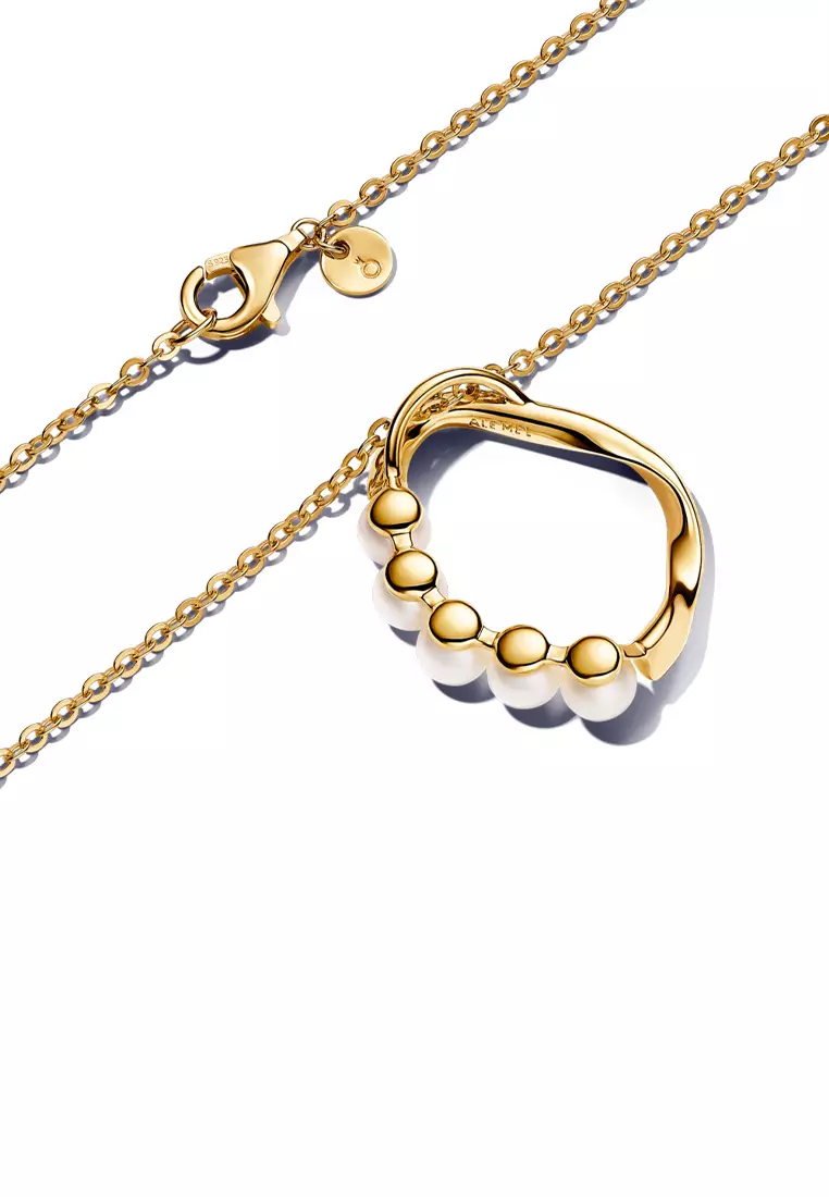 Buy PANDORA Pandora Essence 14k Gold Plated Organically Shaped Circle & Treated Freshwater ...