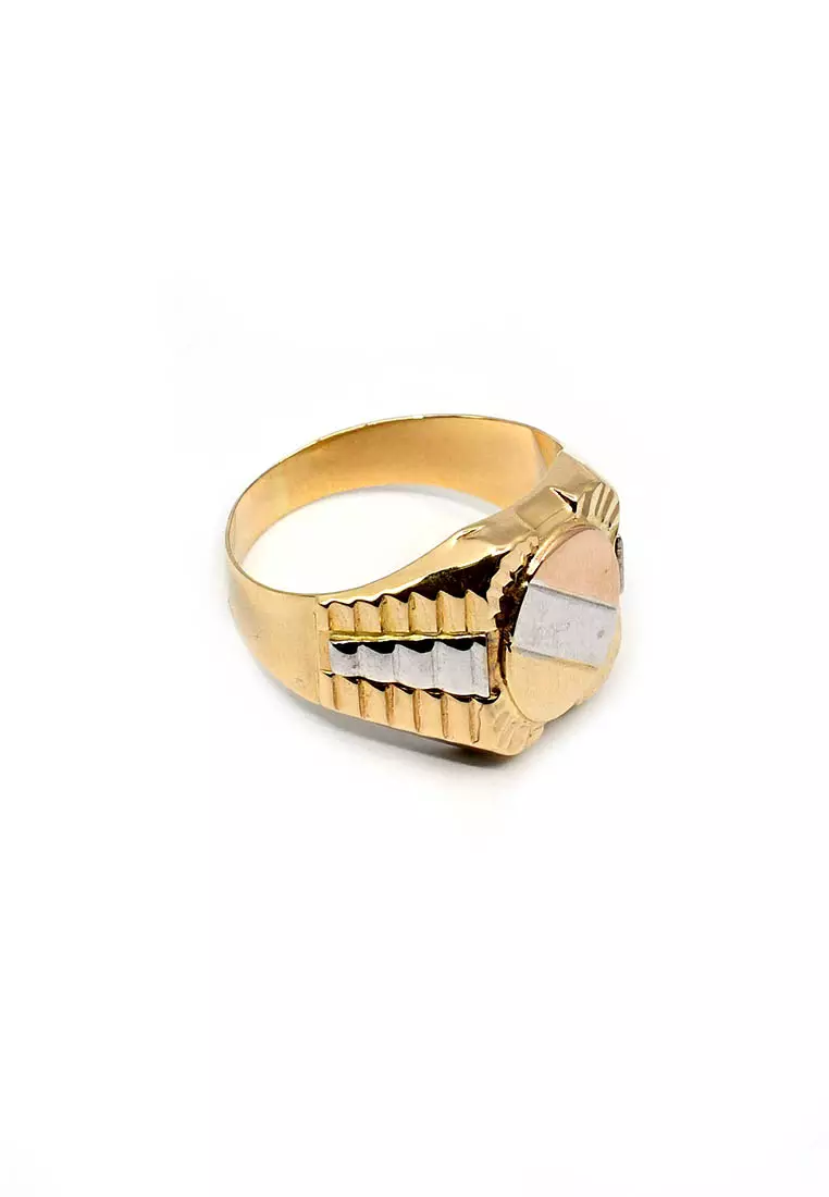 Buy CEBUANA LHUILLIER JEWELRY 18K Italian Made TriColor Gold Gents Ring ...