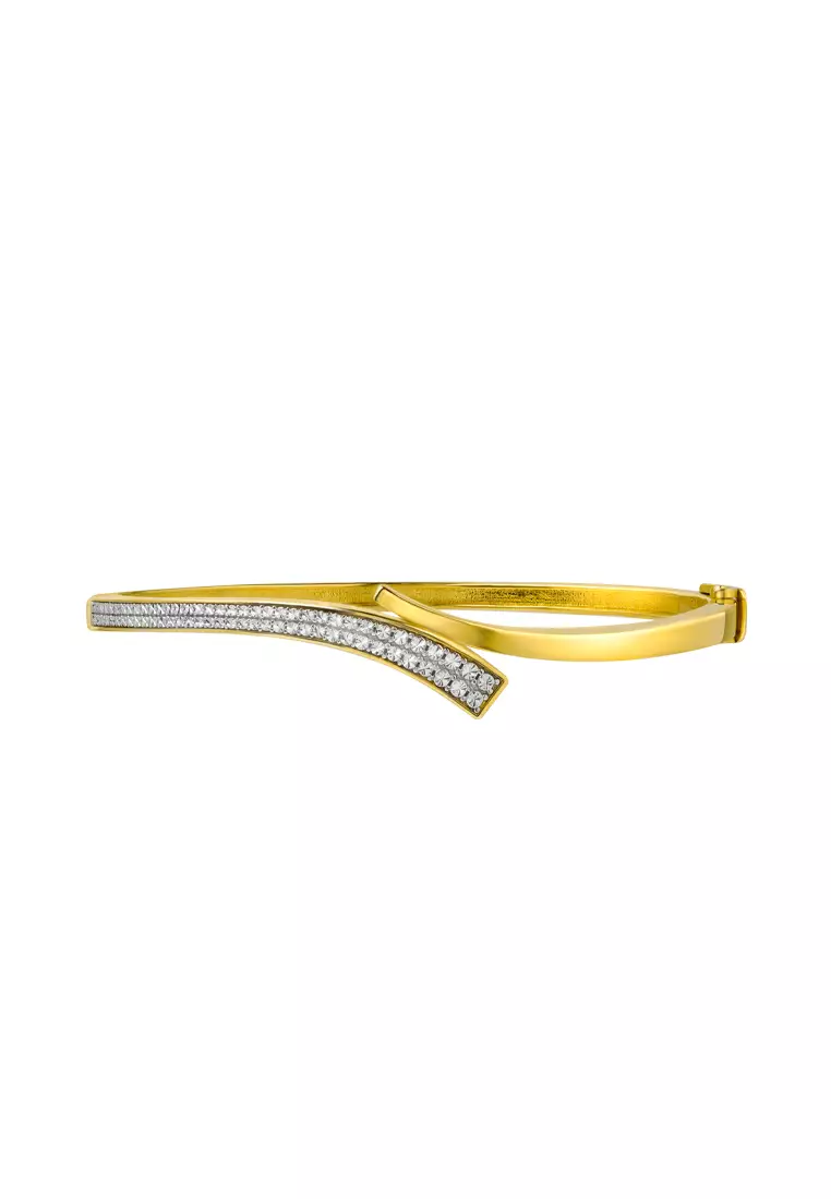 Buy TOMEI TOMEI Diamond Cut Collection Curved Line Bangle, Yellow Gold ...