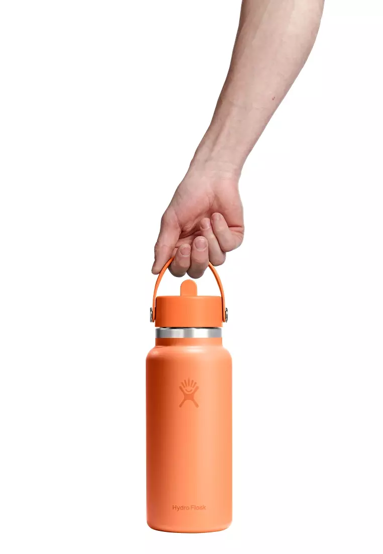 Buy Hydro Flask Hydro Flask Stainless Steel Wide Mouth Bottle With Flex Straw Cap Nectar Orange ...