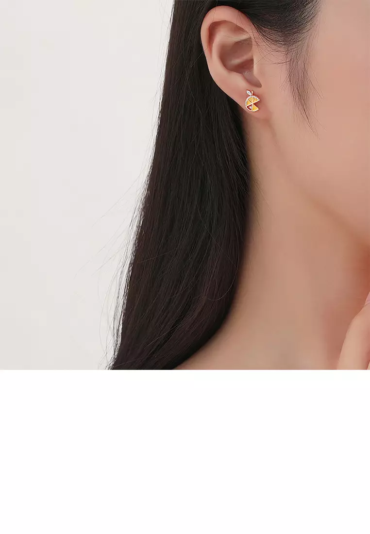 Buy ZITIQUE 925 Sterling Silver Plated Rose Gold Simple Sweet Lemon Stud Earrings with Cubic ...